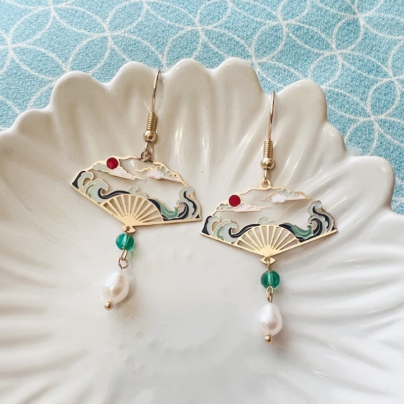 Crane and Fan Earrings - Etsy