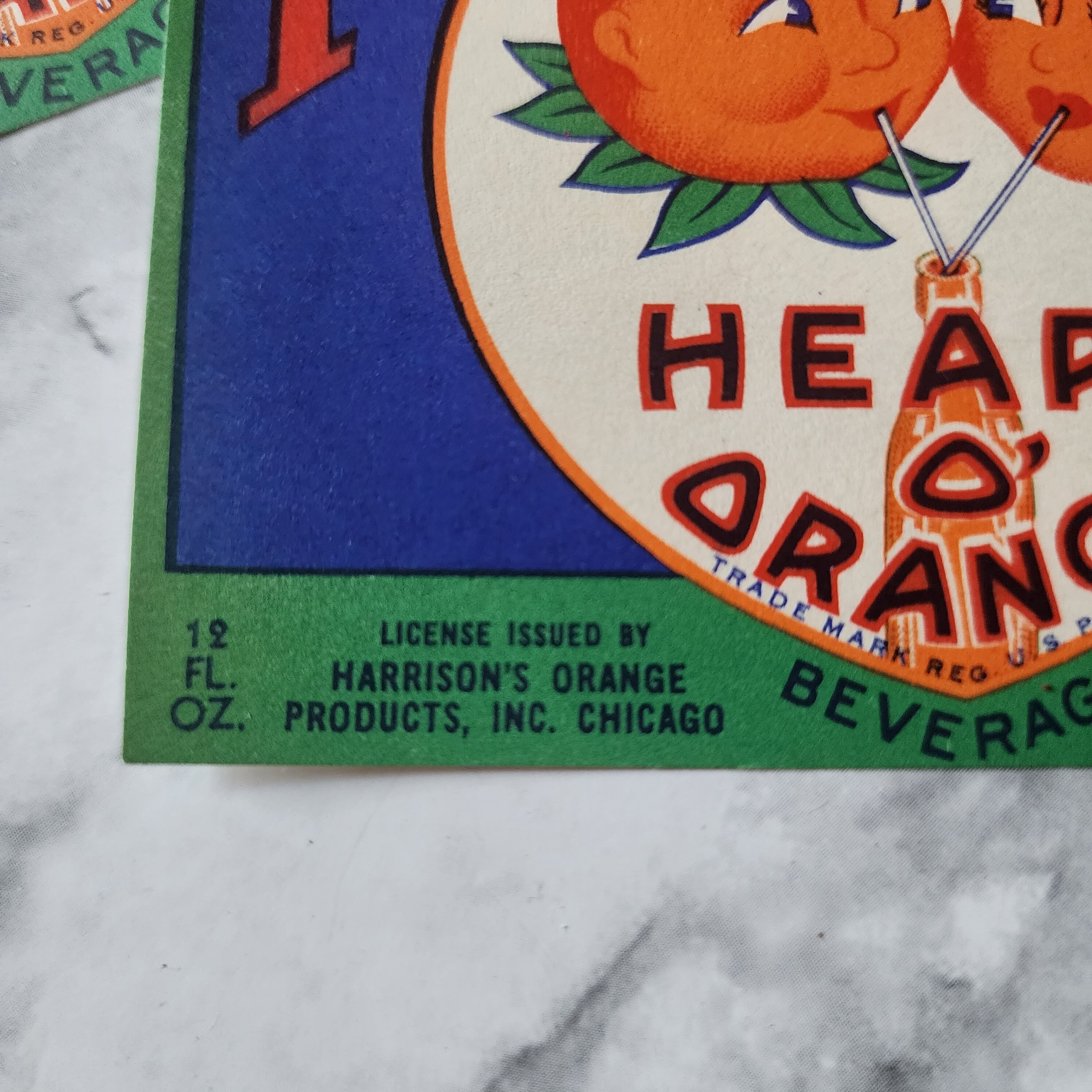 Set of 5 Harrison's Heart of Orange Anthropomorphic Beverage Label ...