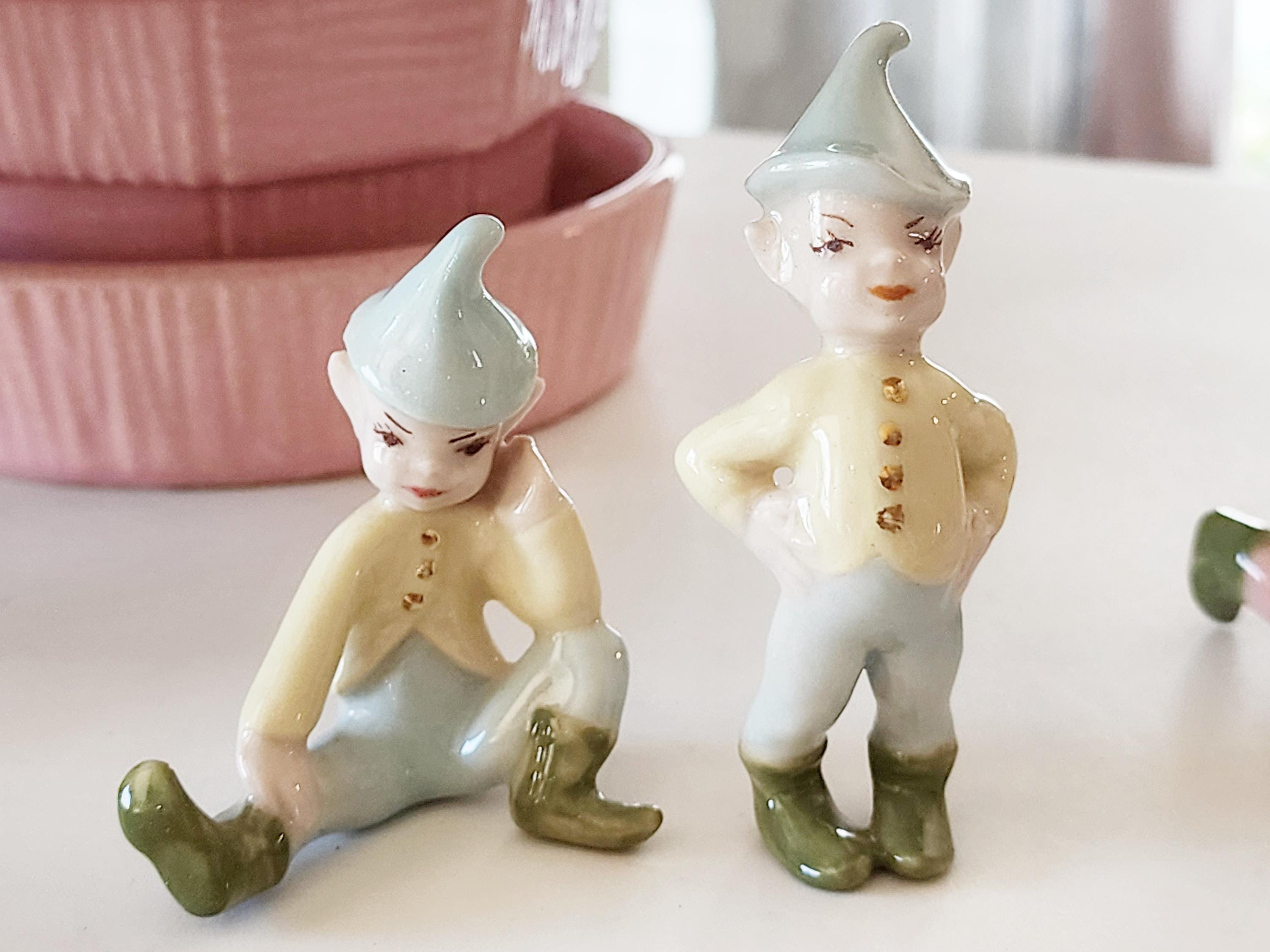 Vintage Pixie Elves Elf Pastel Figurines Lot of 4 Pink Green Teal ...