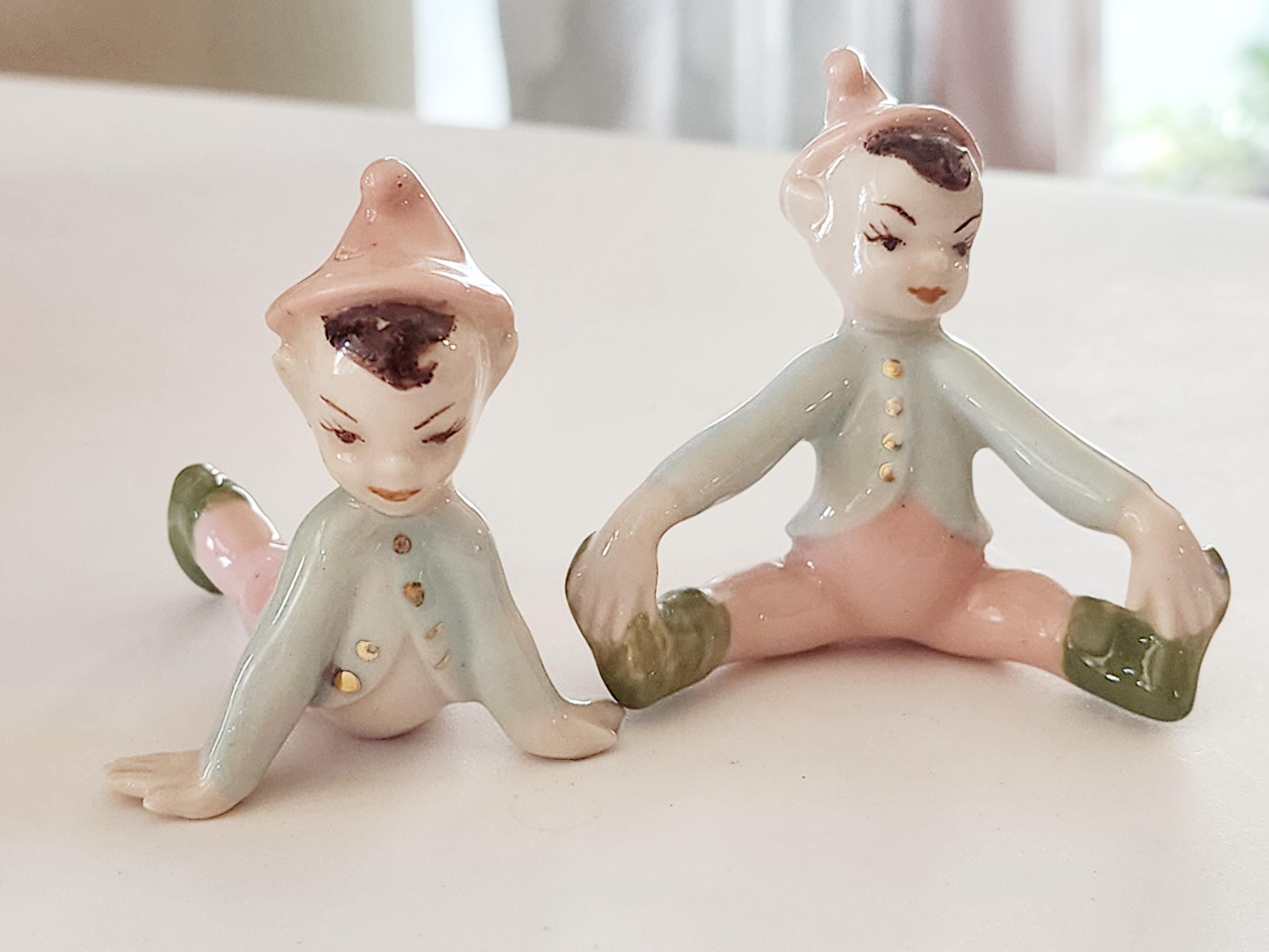 Vintage Pixie Elves Elf Pastel Figurines Lot of 4 Pink Green Teal ...