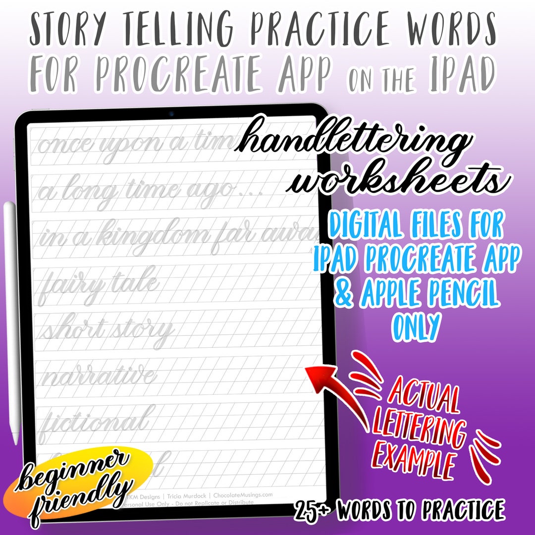 Story Telling Words Procreate (ipad) Handlettering Practice Worksheets ...