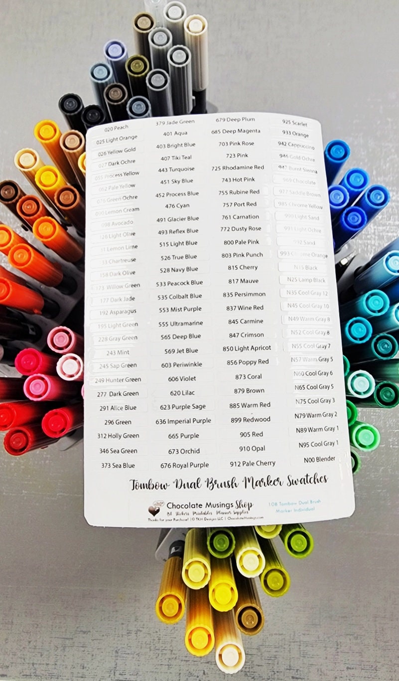 Tombow Dual Brush Pen Number and Name Stickers - Great for Labeling ...