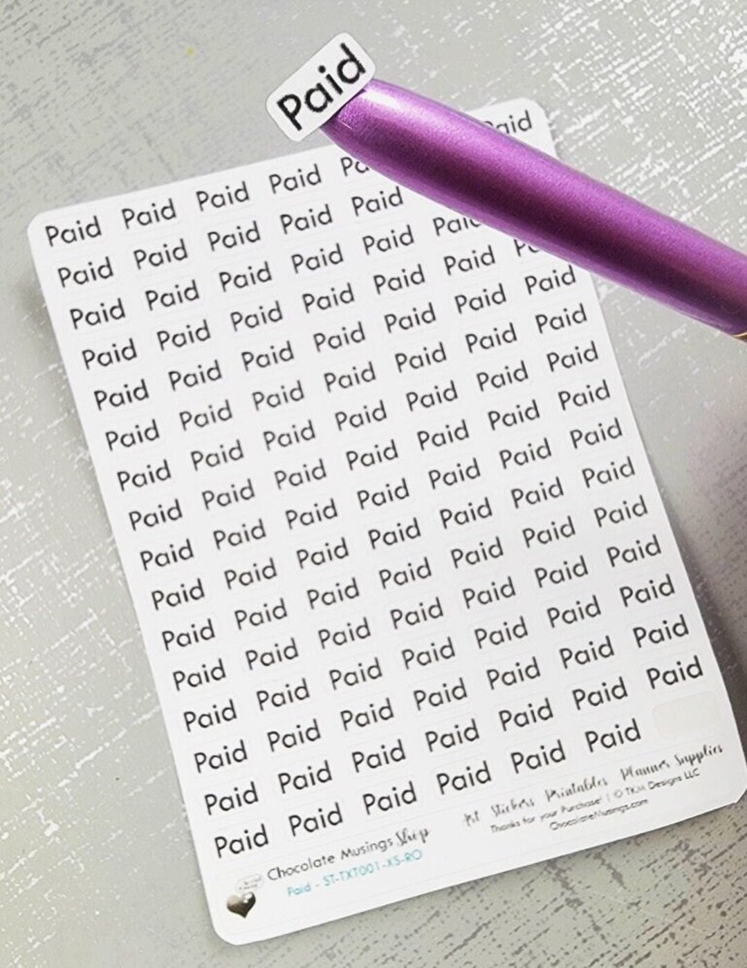 Paid Stickers - Small "paid" Word Stickers for Planners - 5mm Total ...