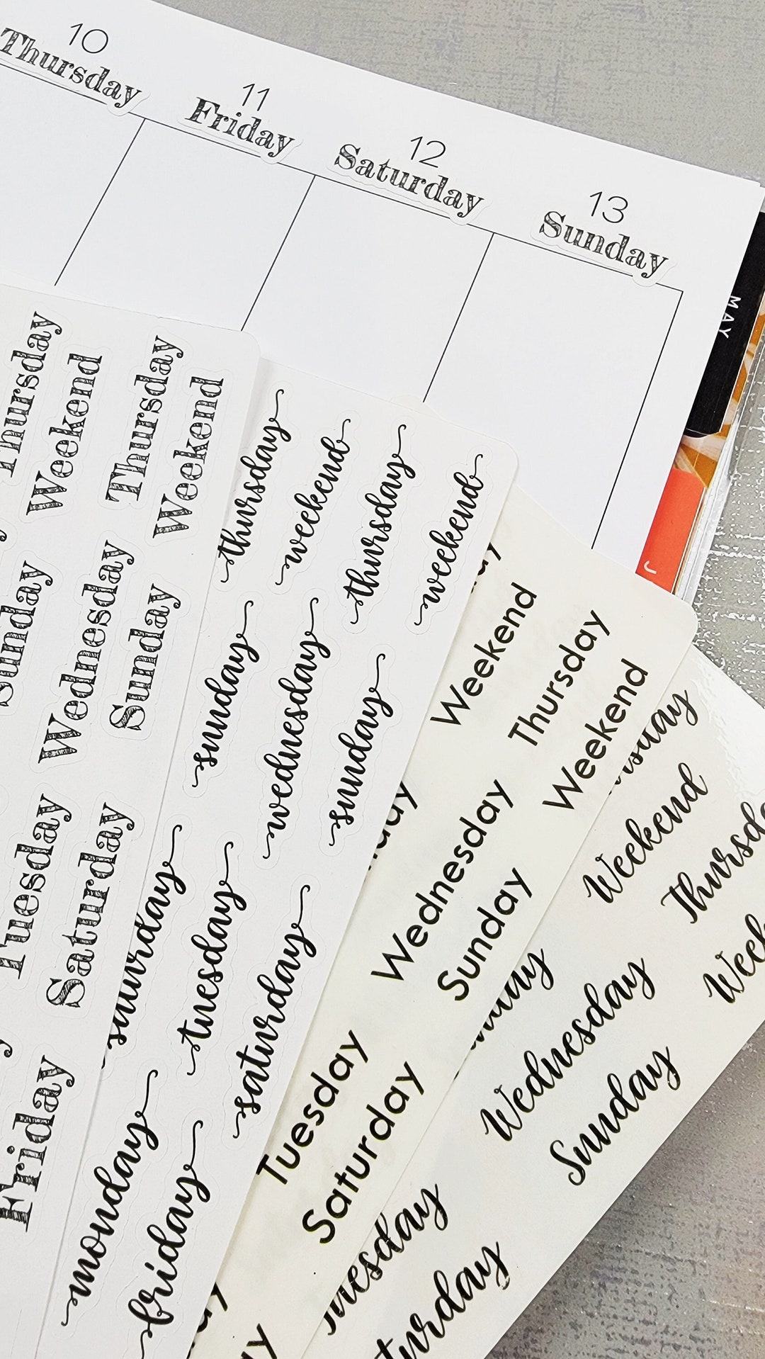 Days of the Week Stickers for Bullet Journals, Happy Planner & Other ...