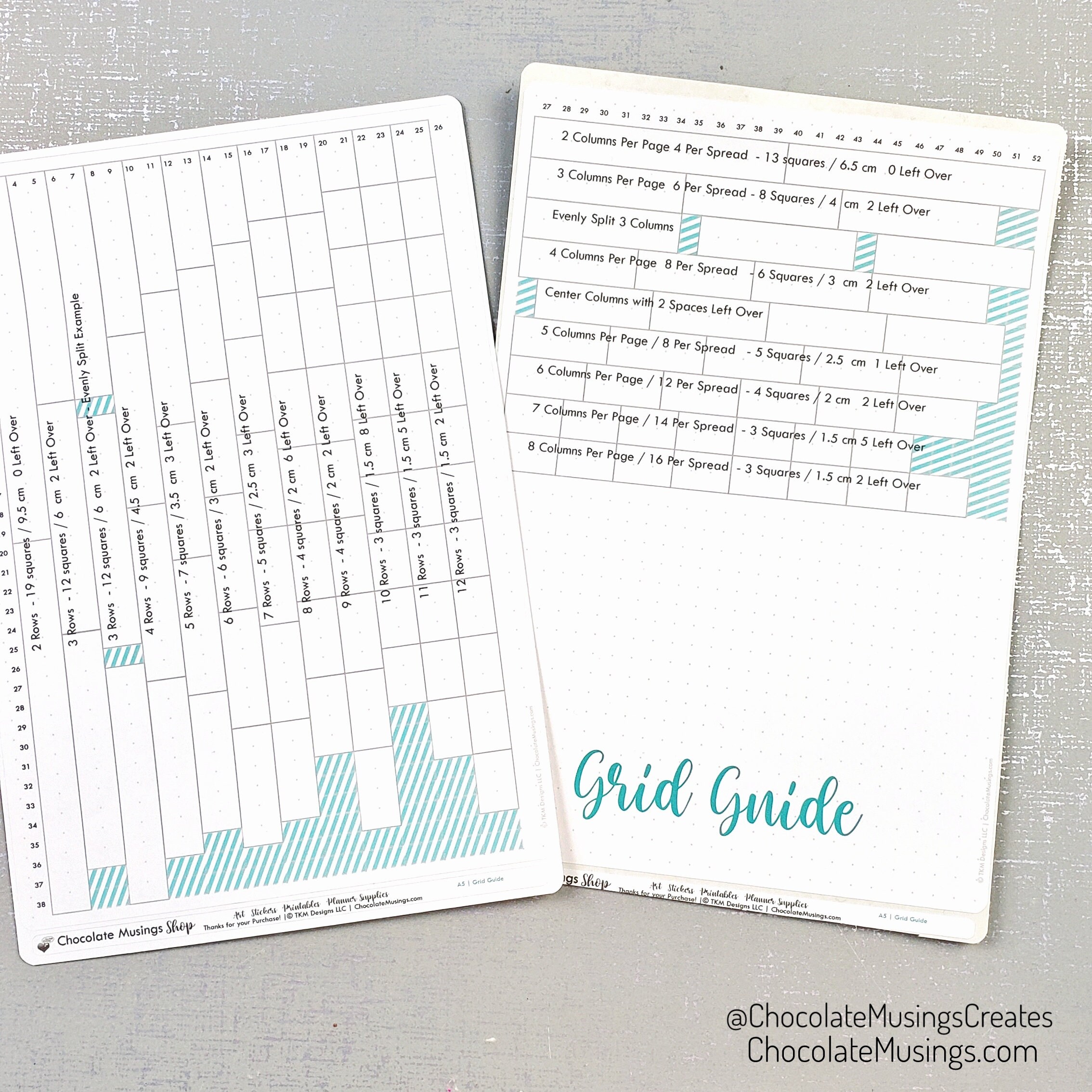 Grid Guide Stickers Vertical Column & Horizontal Row for A5 - Etsy