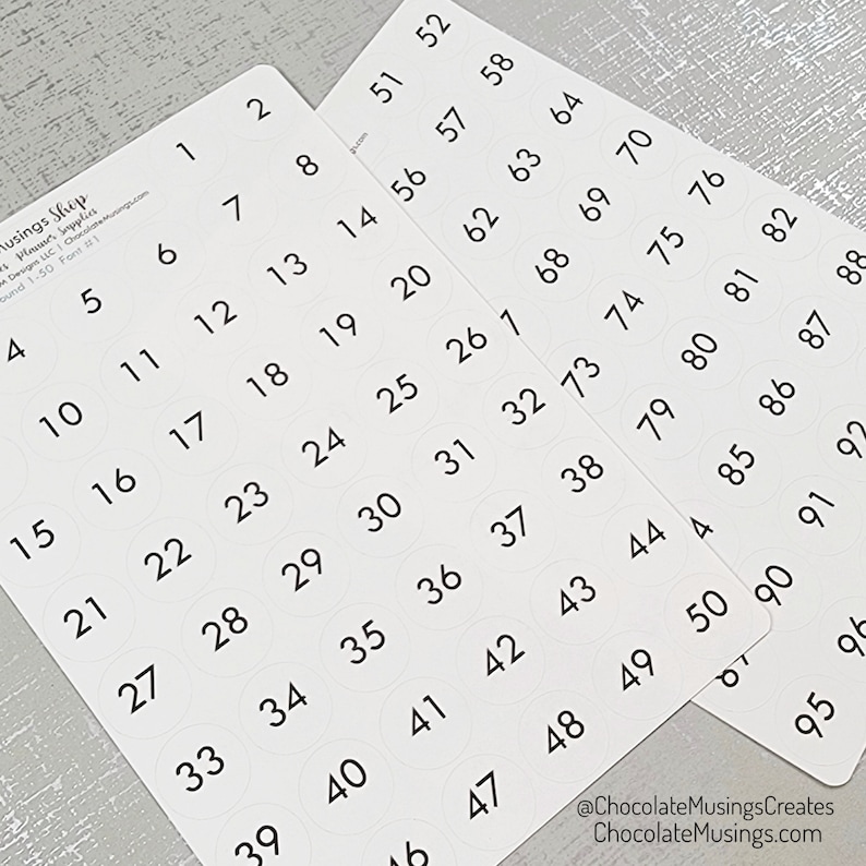1-100 or More up to 500 Circular Number Stickers .7 Inch (3/4") Size ...