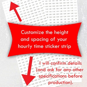 CUSTOM TIME BLOCK Stickers - 1 Hour or 30 Minute Increments || Specify ...
