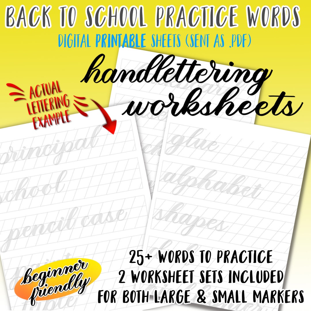 25+ Back-to-school Words Printable Practice Lettering Digital ...