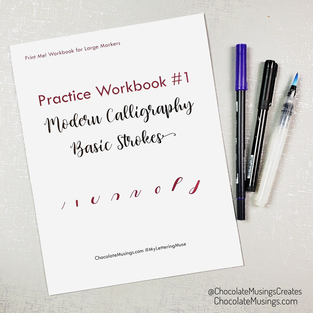 Handlettering Modern Calligraphy Basic Strokes Large Markers Workbook 1 ...