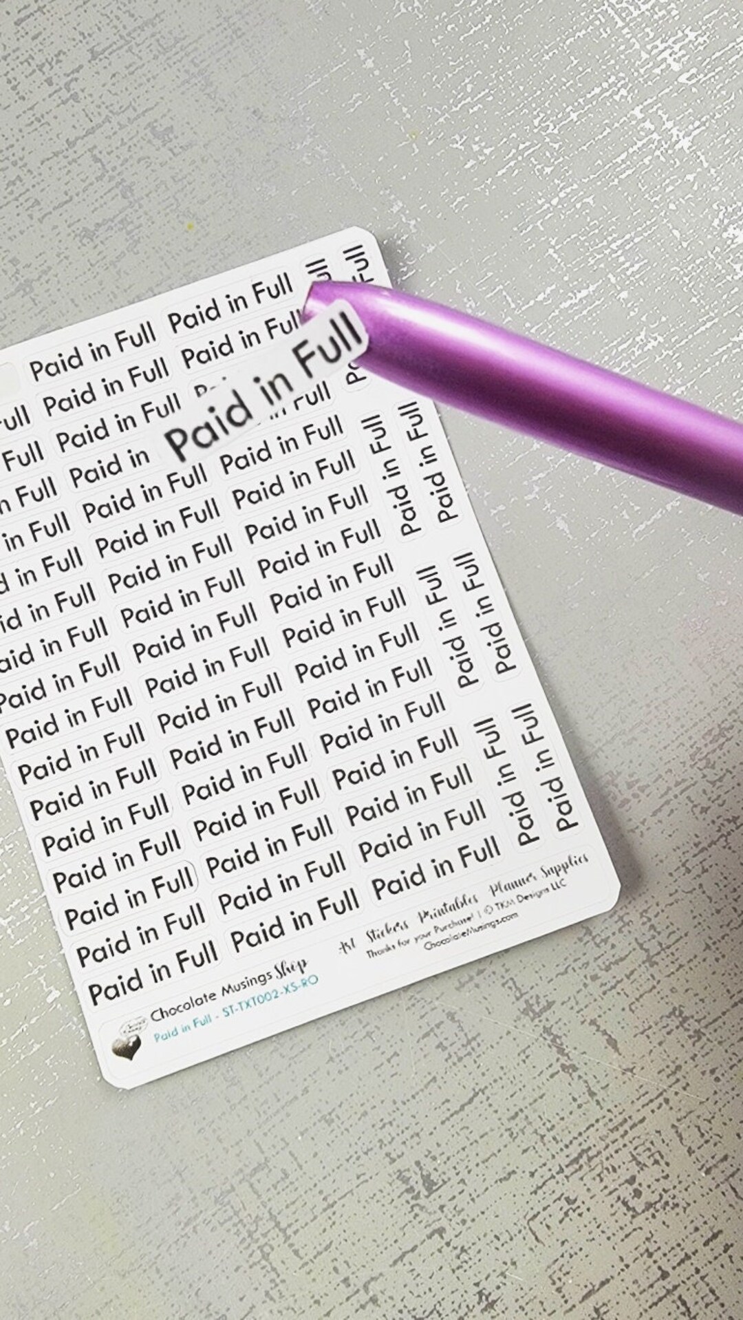 Paid in Full Stickers - Small "paid in Full" Word Stickers for Planners ...