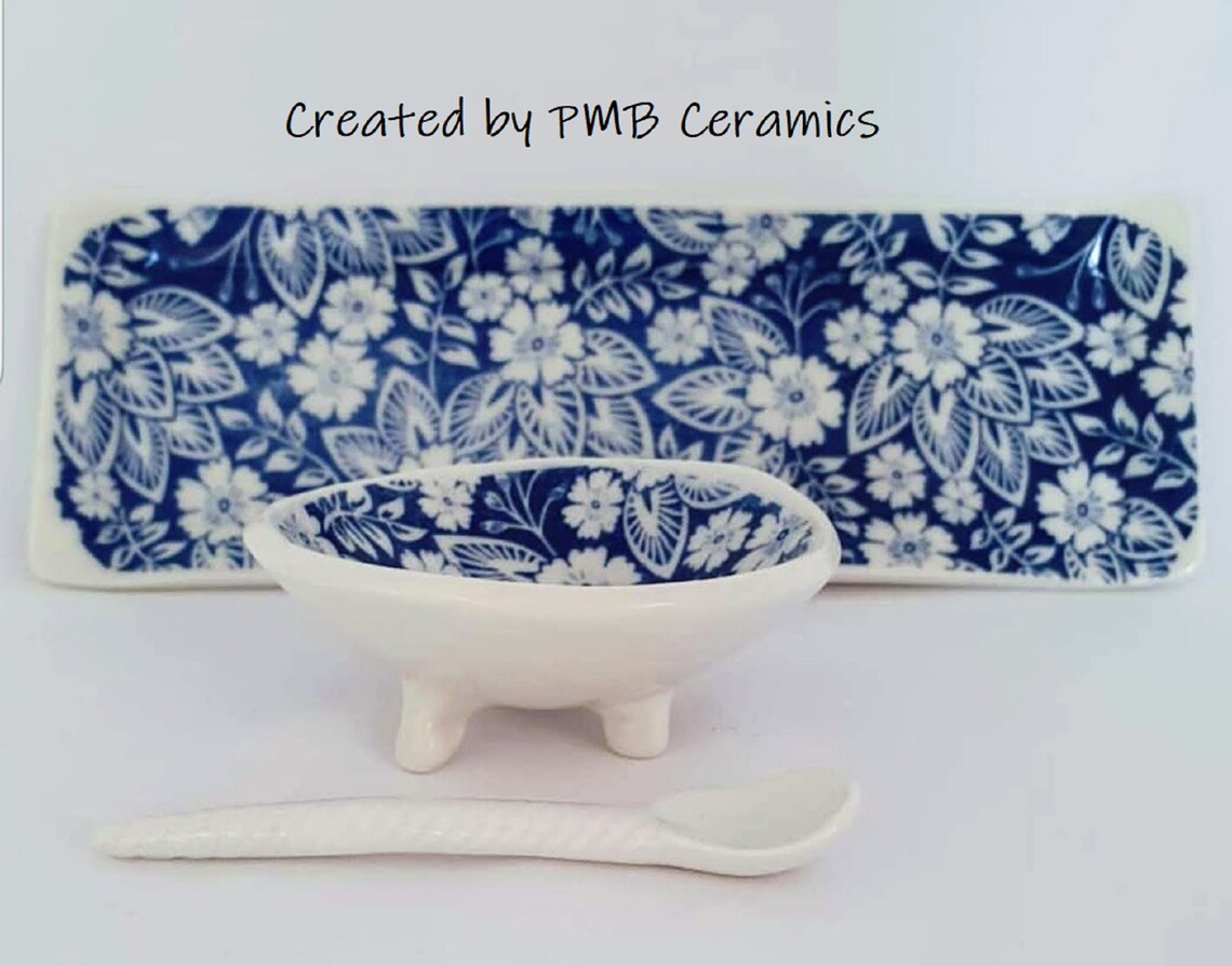 Ceramic Transfer Bouquet Blue | Etsy