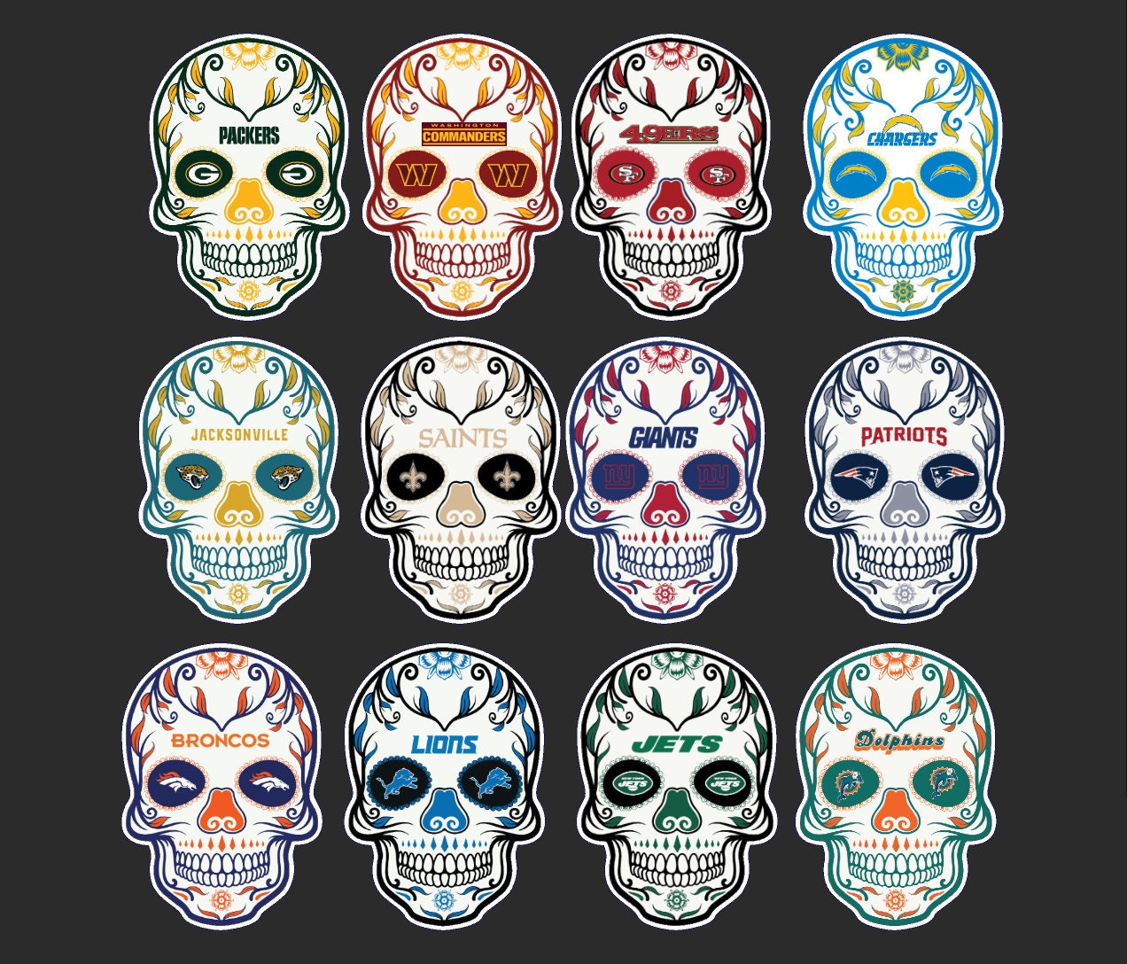 Decals NFL Sugar Skulls - Etsy