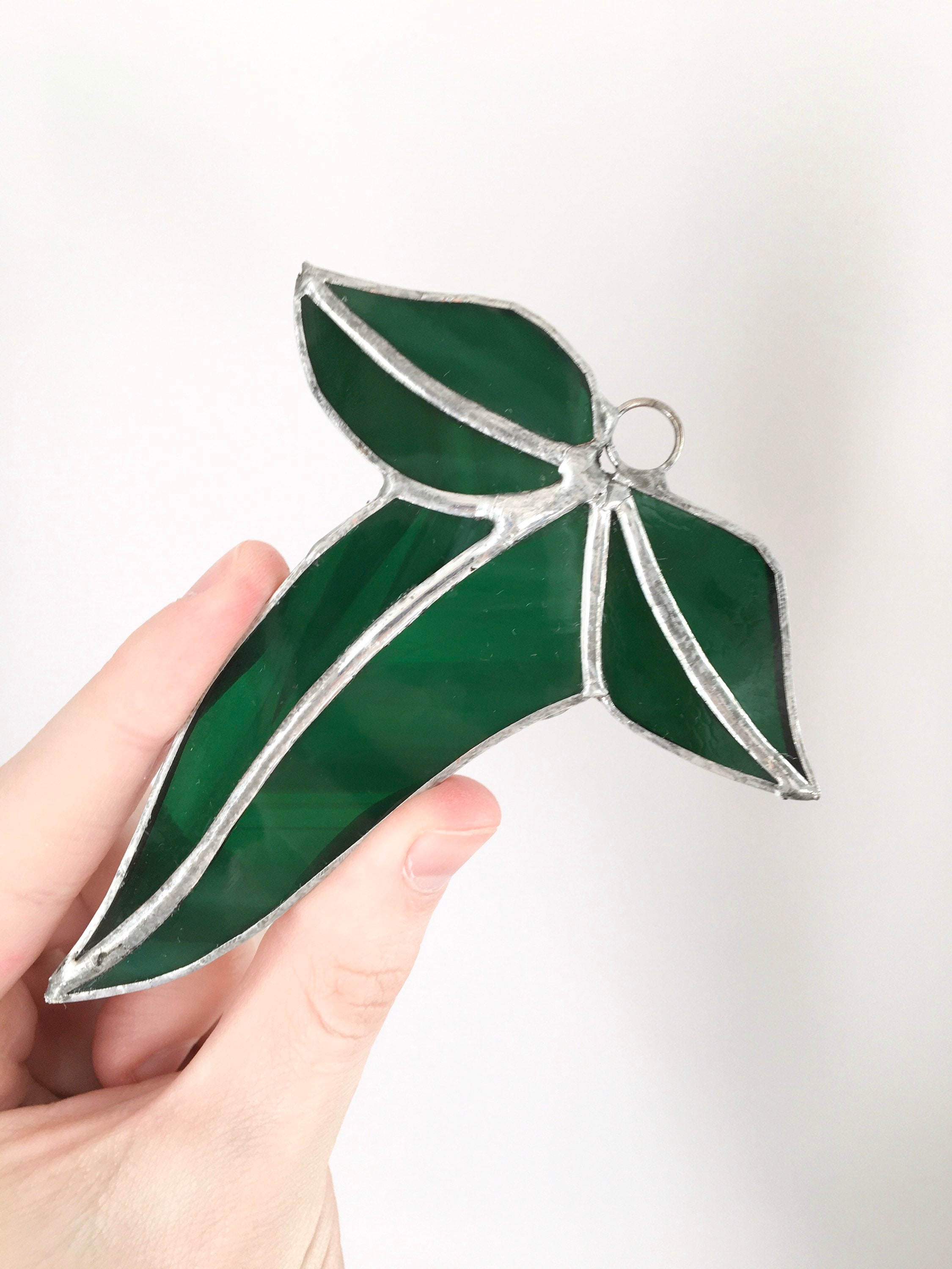Glass Art Elvish Frodo Gandalf LOTR Leaf of Lorien Suncatcher Stained ...
