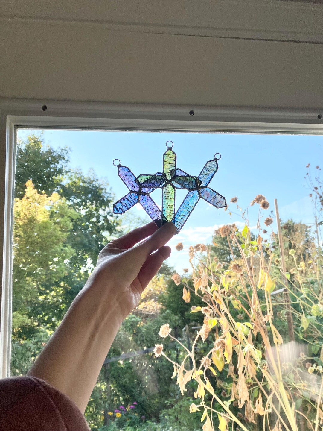 CRINKLE GLASS, Stained Glass Cross Suncatcher, Textured Glass, Window ...