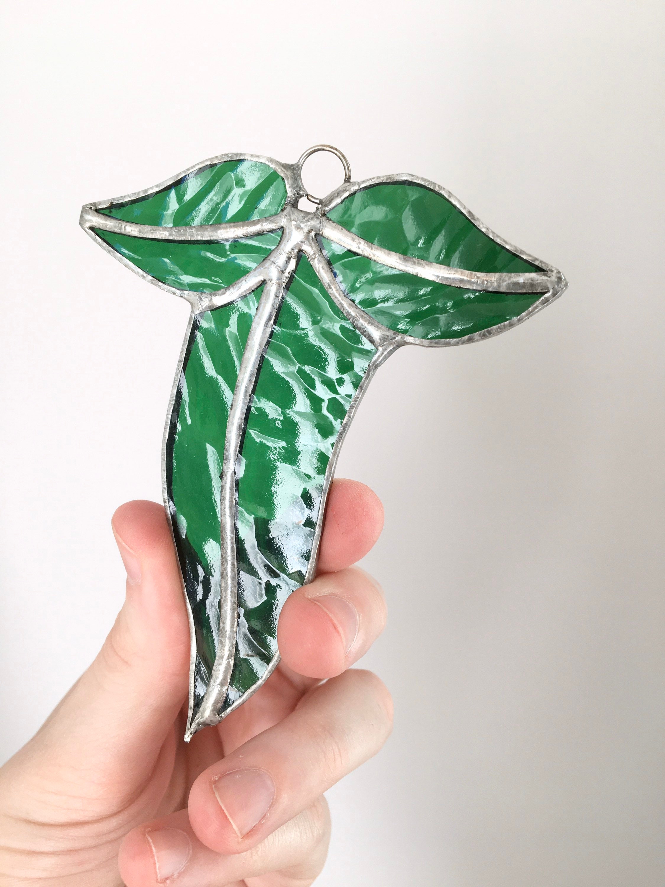 Glass Art Elvish Frodo Gandalf LOTR Leaf of Lorien Suncatcher Stained ...
