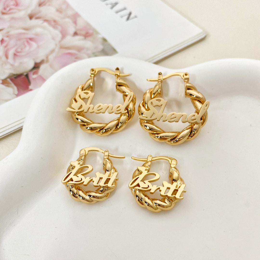 Kids Name Earrings, Custom Name Hoops, Personalized Name Earrings ...