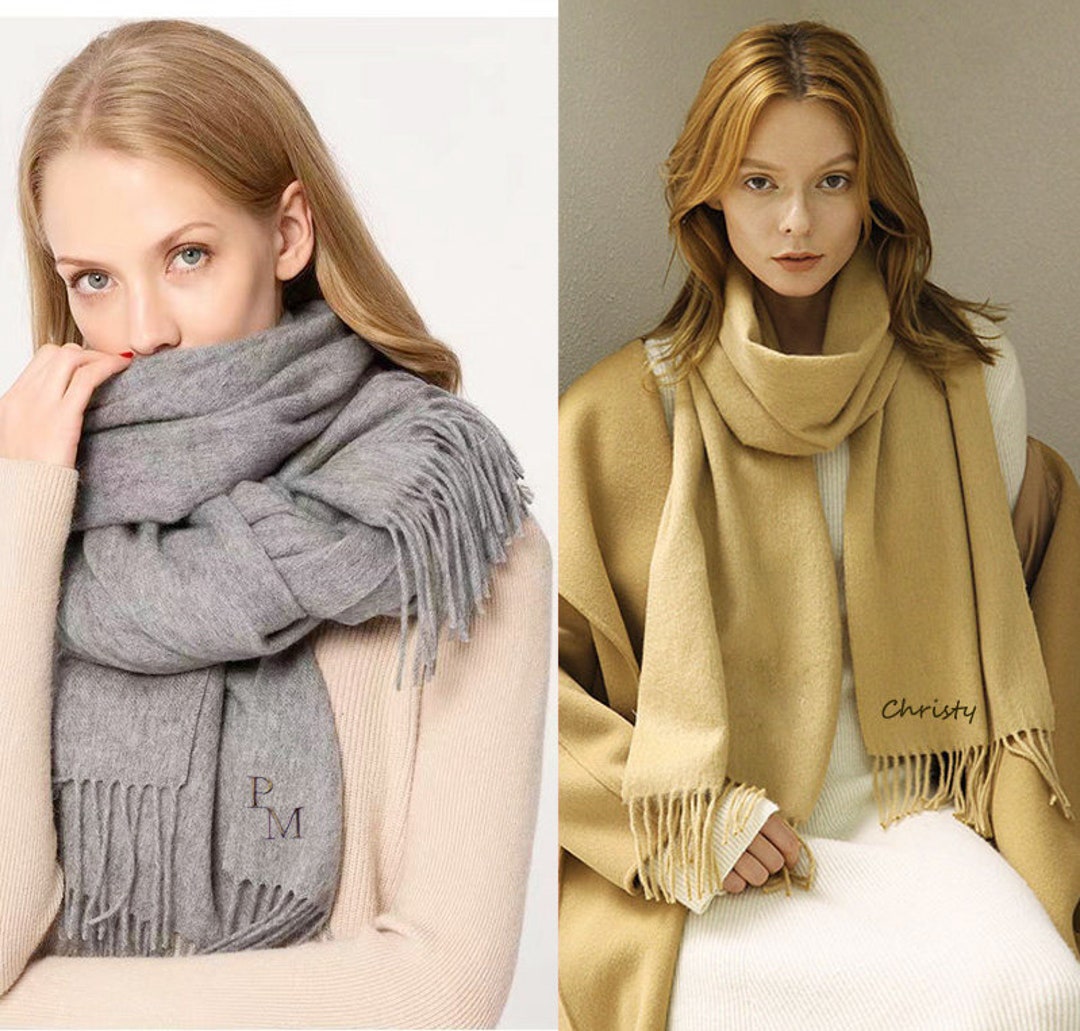 Personalized Embroidered 100% Wool Scarf, Custom Name Initial Logo ...