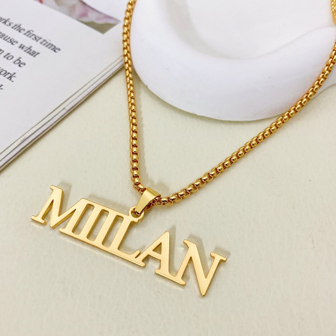 Custom Necklace, Name Pendant Necklace, Nameplate Necklace Gold ...