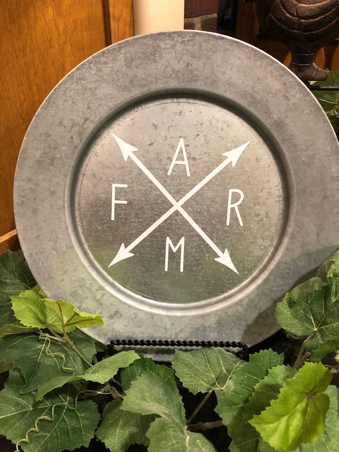 Farm Compass Galvanized Charger Plate - Etsy