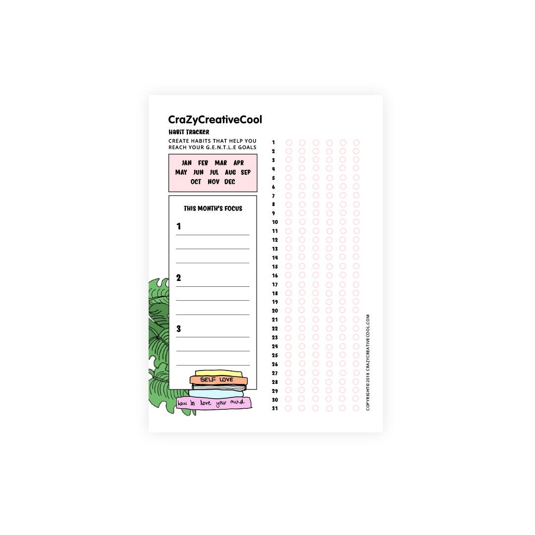 A5 Habit Tracker for Mental Wellness, Self Care and Goal Setting! - Etsy