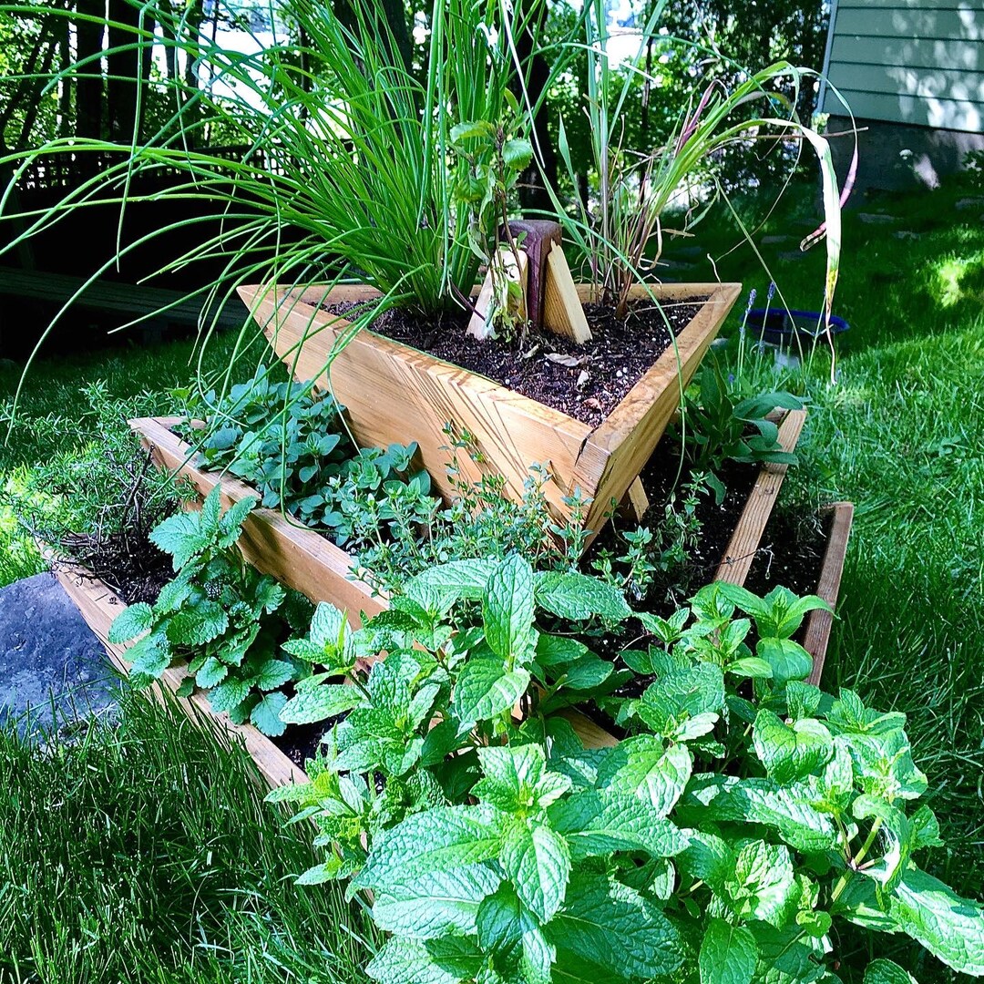 Triple Tiered Tri-planter Herbs Strawberries Veggies and - Etsy