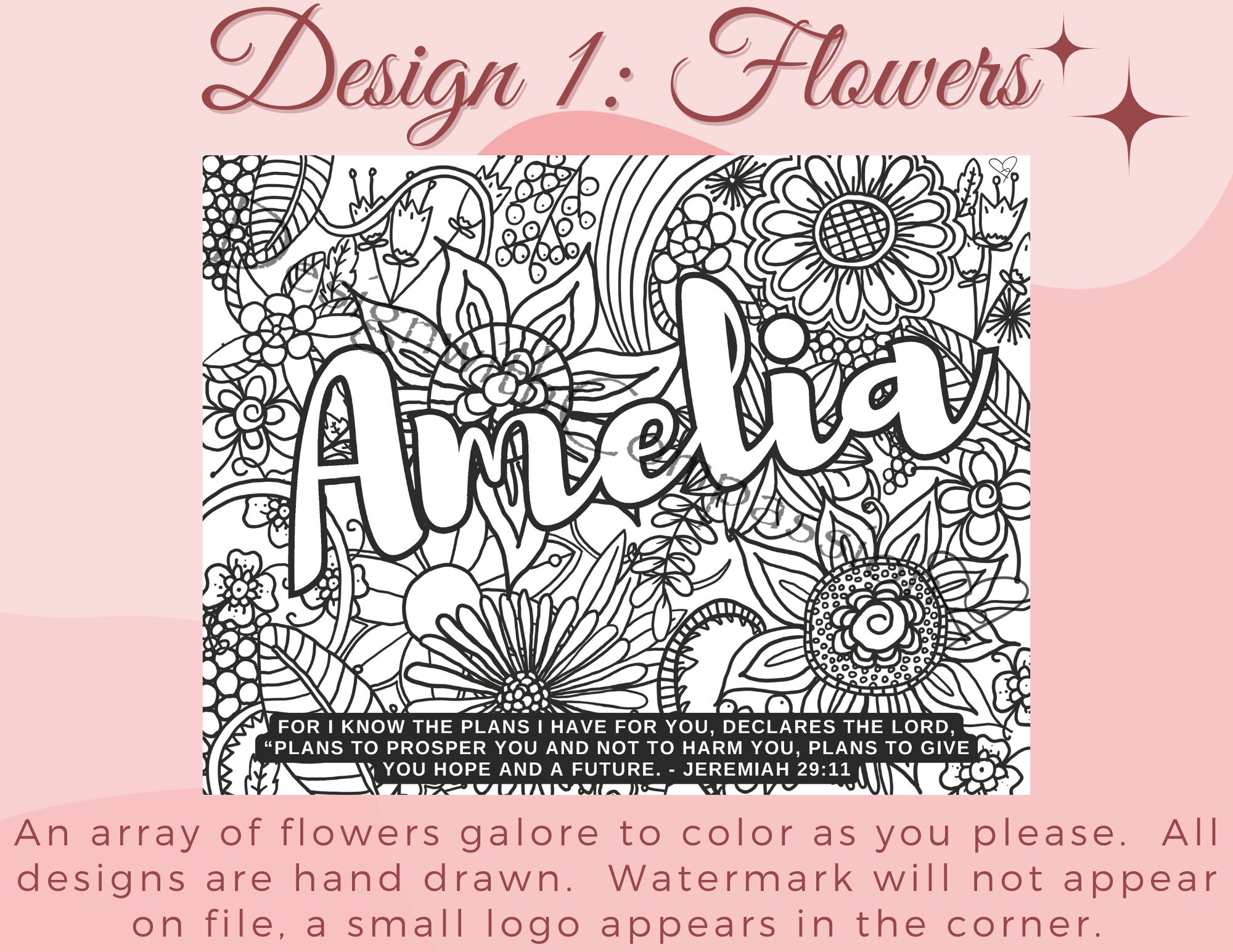 Personalized Printable Coloring Page for Adults and Kids - Etsy