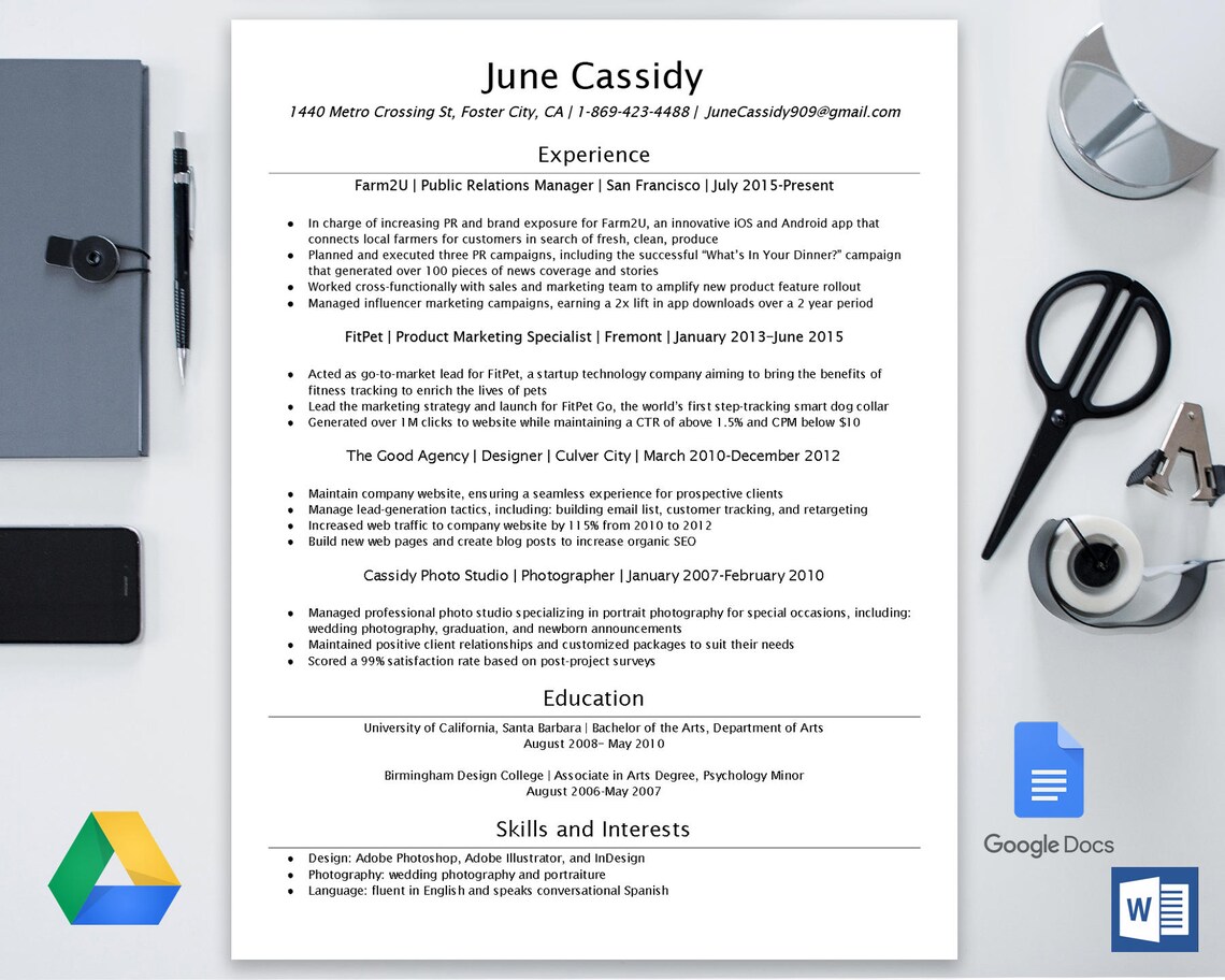 EASY 2 EDIT Resume Template for Google Docs | Google Drive | Microsoft ...