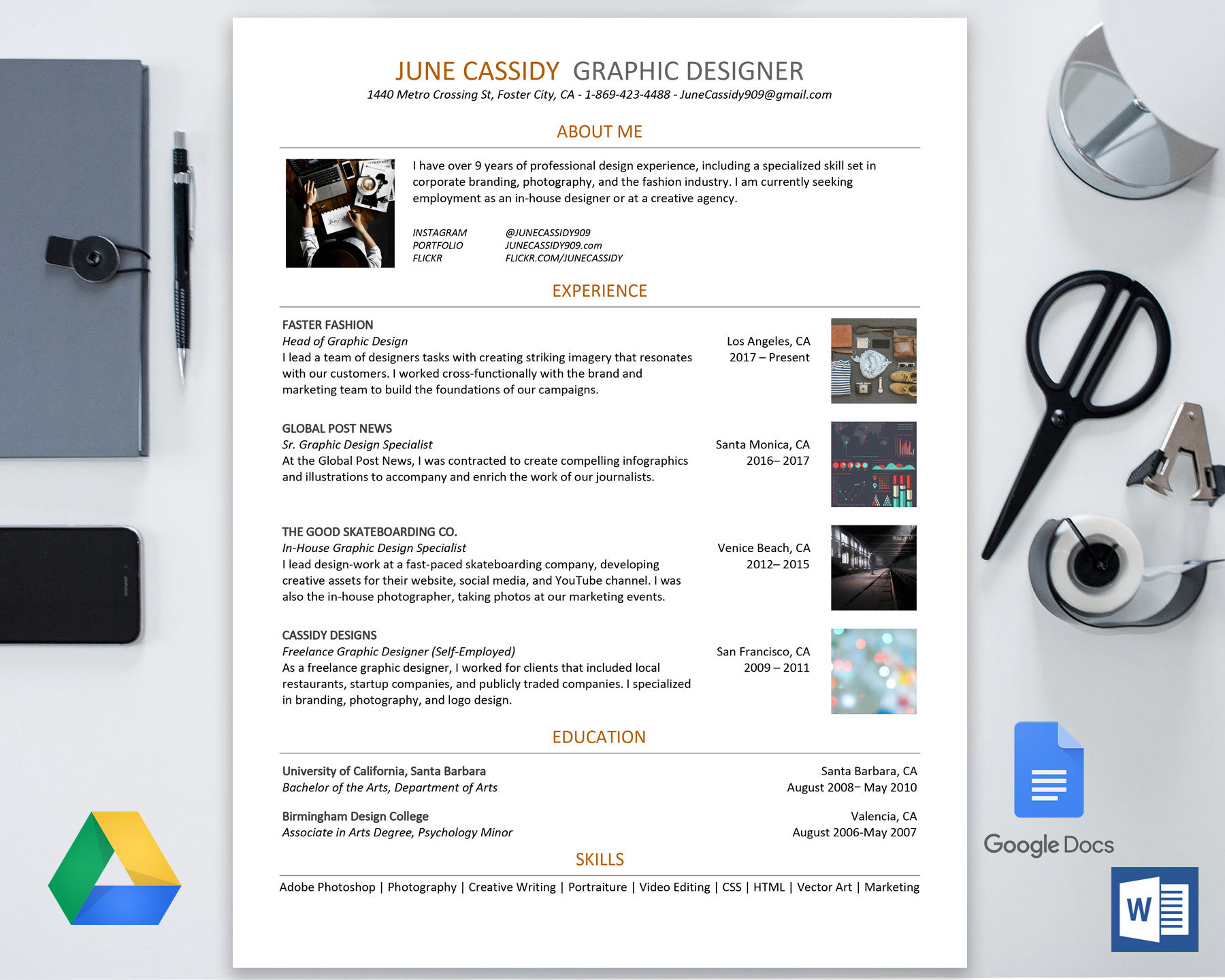 Creative Resume Template for Google Docs | Google Drive | Microsoft ...