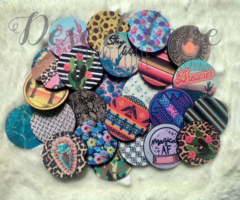 Set of Two Neoprene Car Coasters Leopard Car Coaster Bull - Etsy