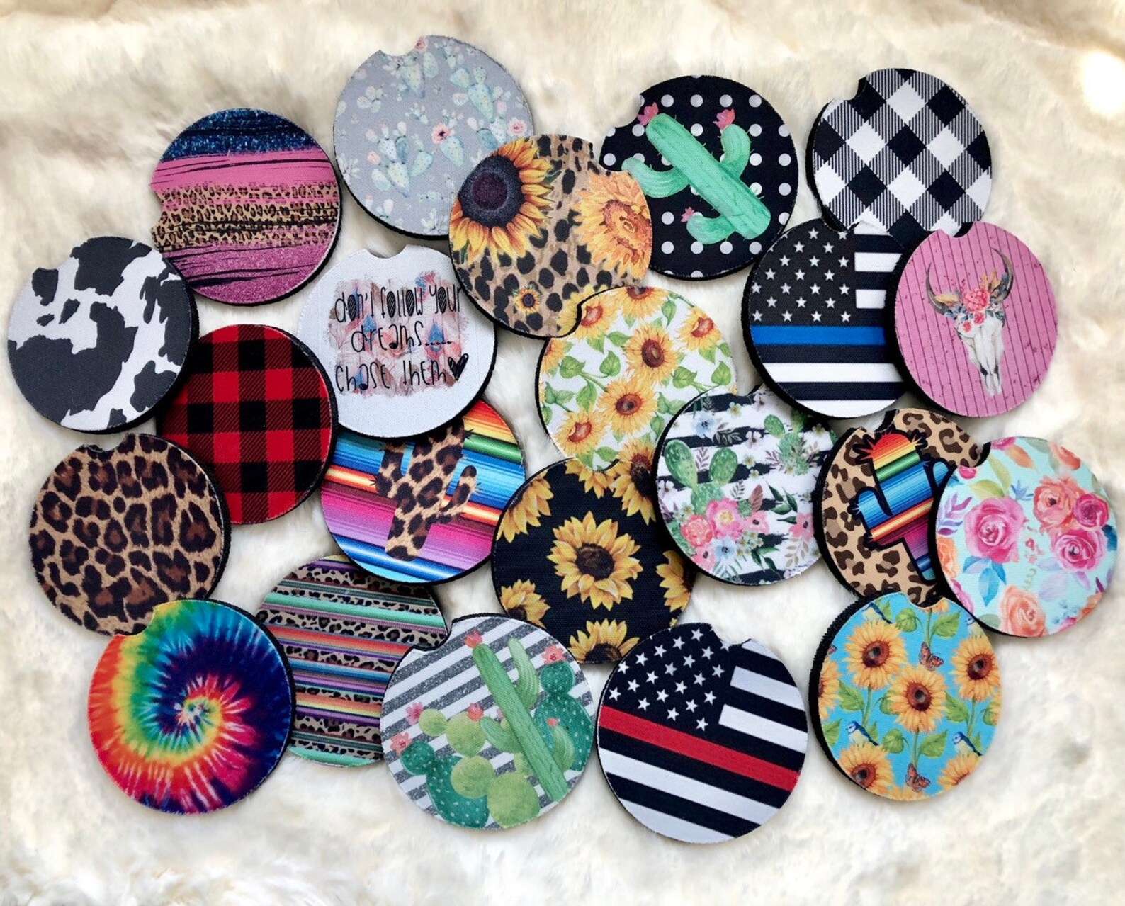 Set of Two Neoprene Car Coasters Leopard Car Coaster Bull - Etsy