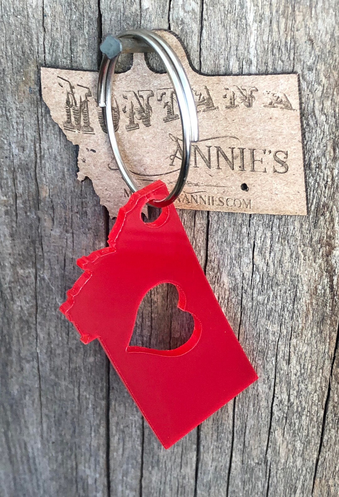 Montana State W/ Heart Cutout Red Keychain - Etsy