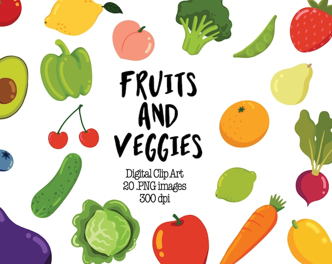 Fruit and Vegetable Clipart Clip Art Fruit Clipart Clip Art - Etsy Portugal