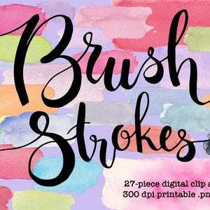 Watercolor DIGITAL CLIP ART-- Brush Strokes 27pc Set, Hand Painted ...