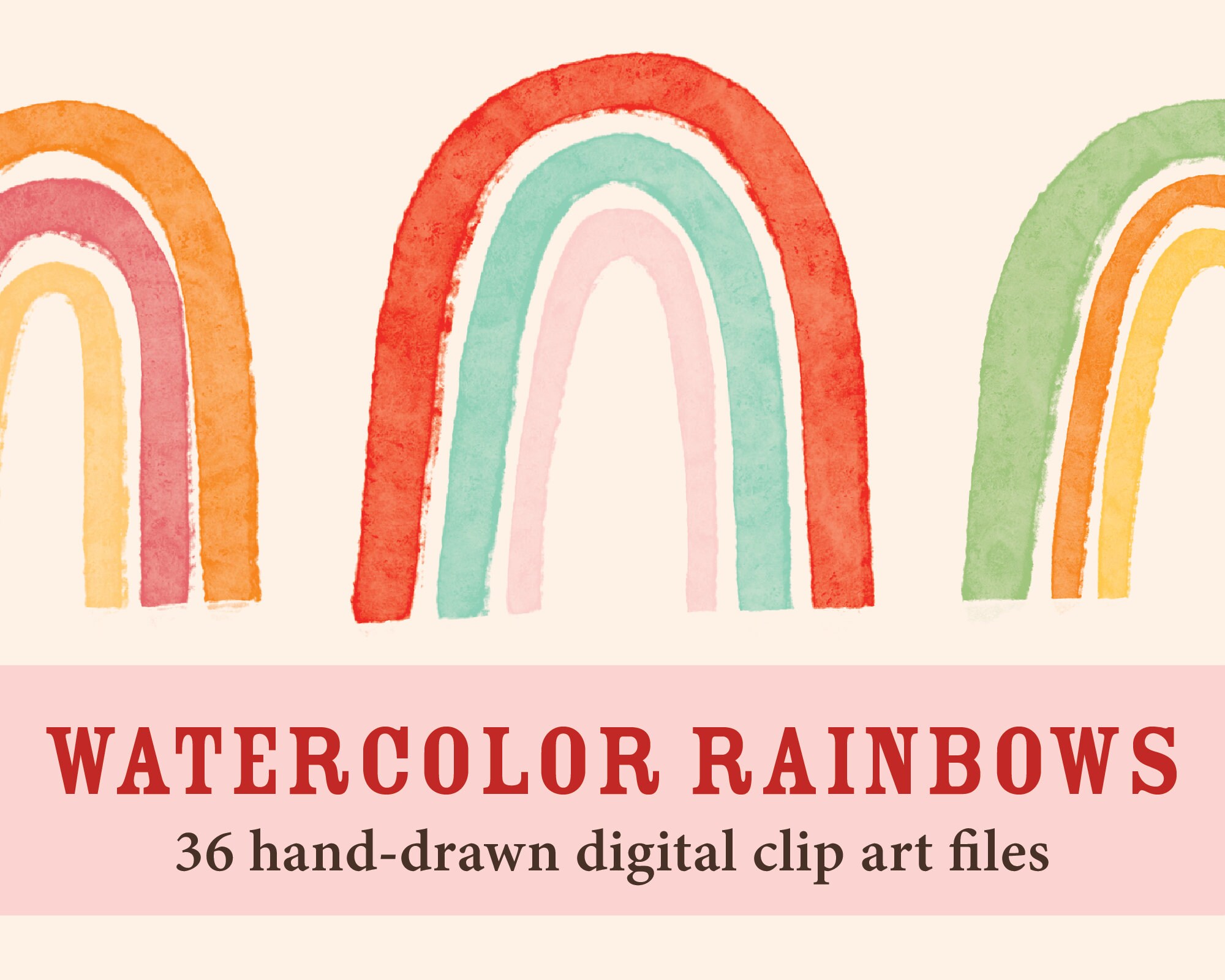 RAINBOW Watercolor Clipart - Digital Clip Art, PNG, Abstract Clip Art ...