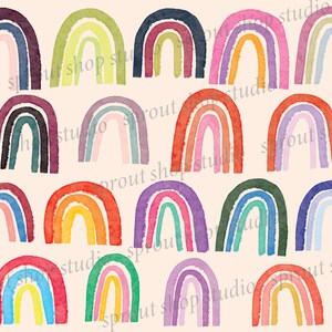 RAINBOW Watercolor Clipart Digital Clip Art PNG Abstract | Etsy