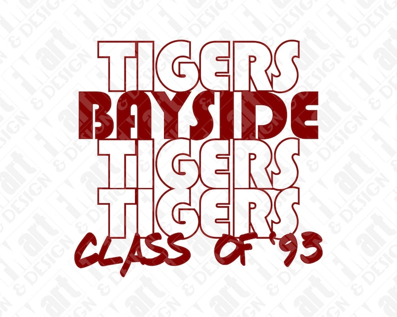 SVG DXF PNG Bayside Tigers Class of 93 Retro Inspired Graphic - Etsy