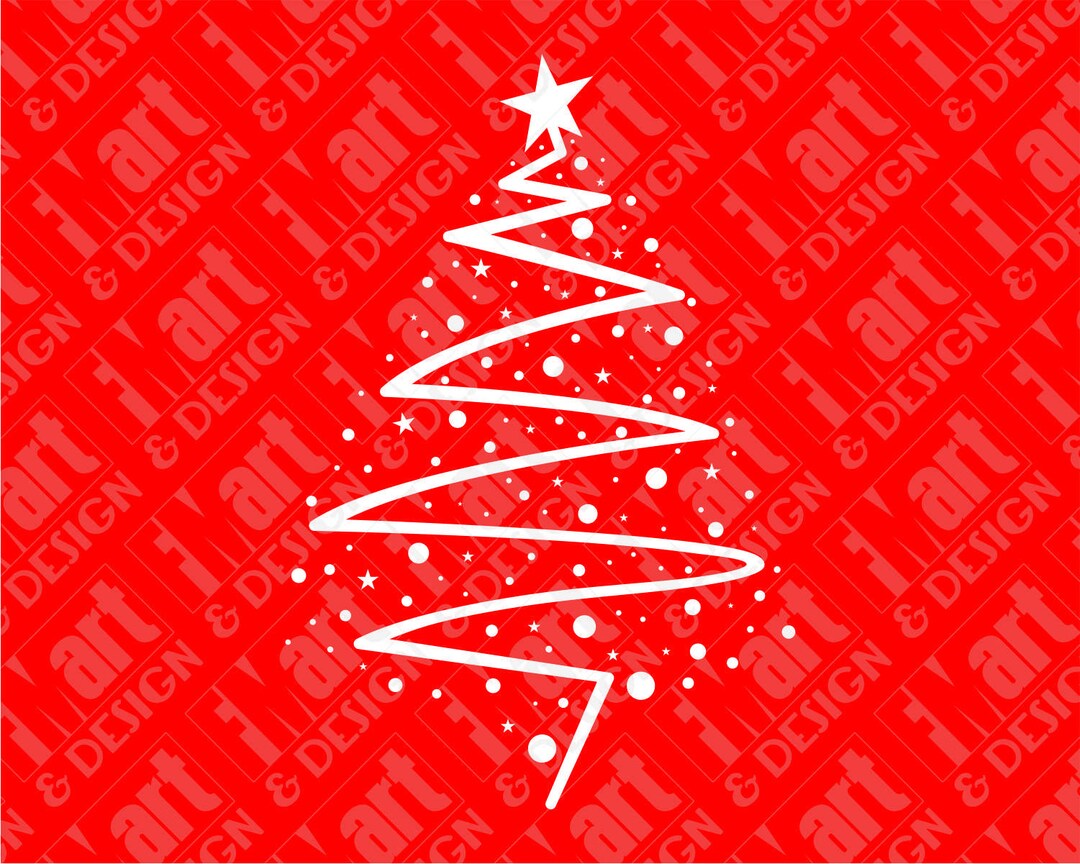 SVG DXF PNG Christmas Tree Swirl Circles Stars White Gold Glitter ...