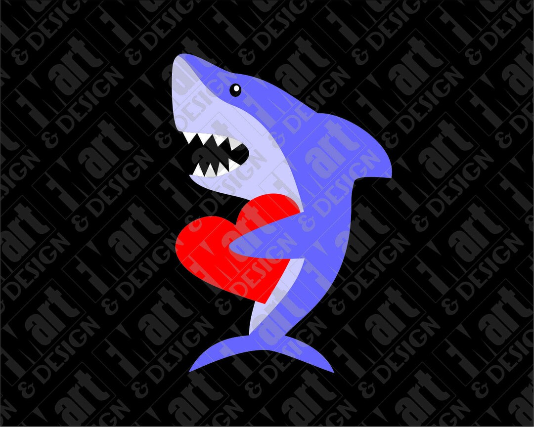 SVG DXF PNG Shark With Heart Cute Valentines Instant Download Car Decal ...
