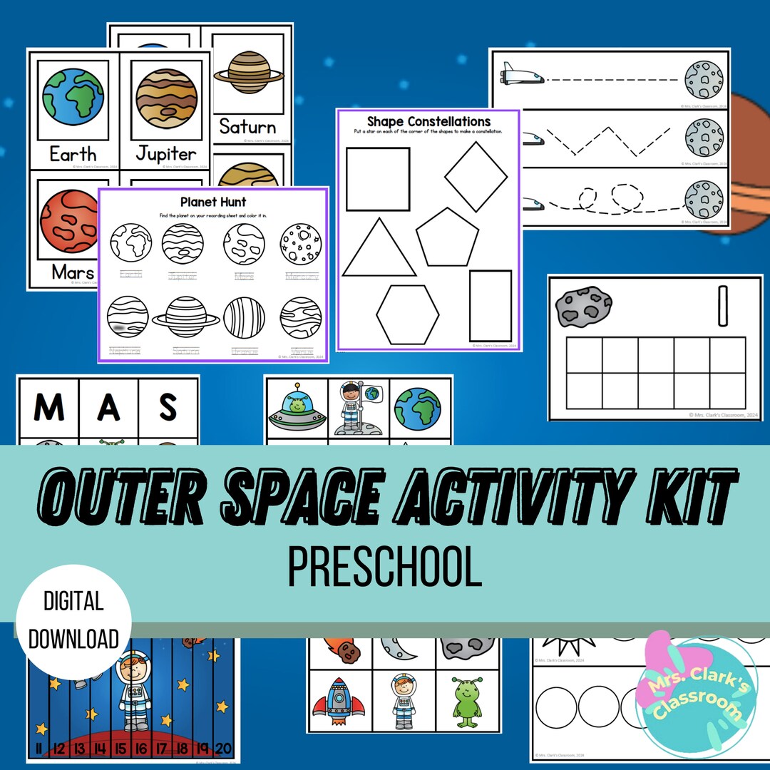 Outer Space Preschool Activity Kit | Space Unit Study |kindergarten ...