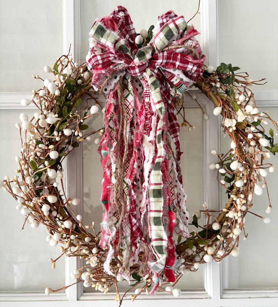 Scrappy Chic Rag Bow- Christmas Mix - Etsy