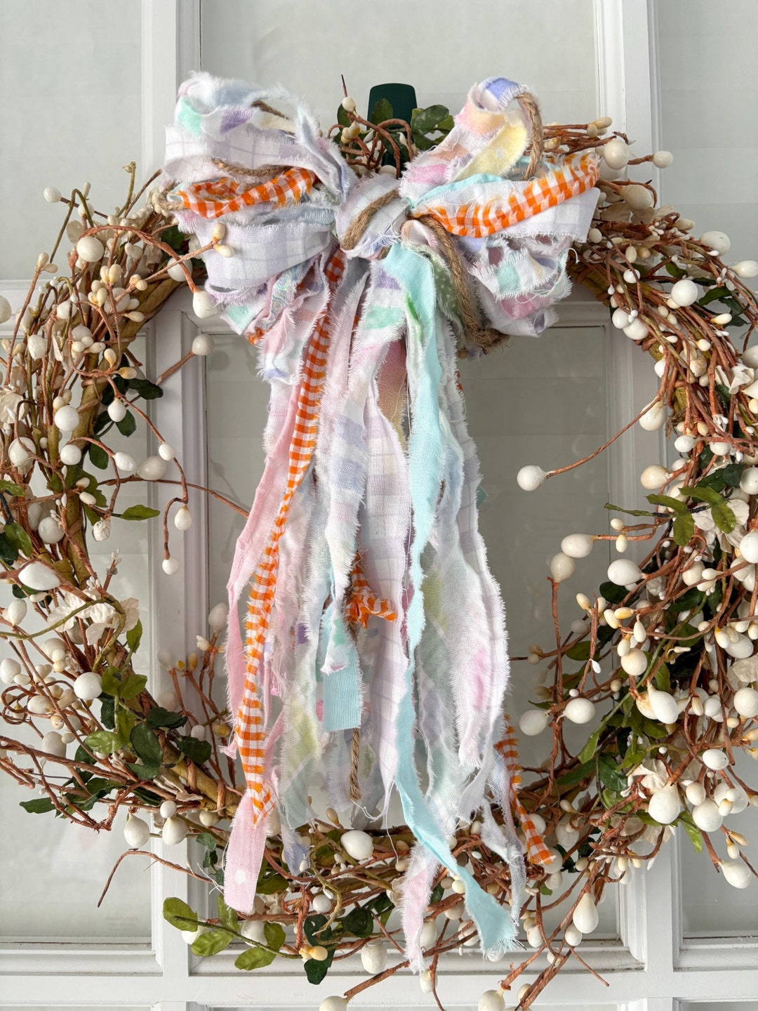 Scrappy Chic Rag Bow- Easter/spring Pastels - Etsy