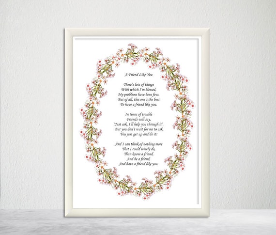 Friendship Poem Best Friend Gift Friend Verse Friend Poem | Etsy