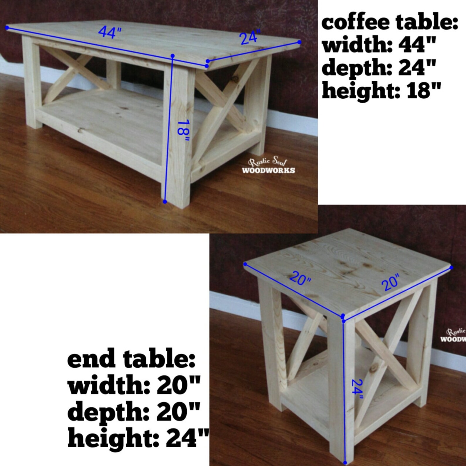 Rustic Coffee Table Unfinished DYI Coffee Table | Etsy Canada