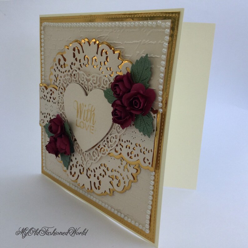 Romantic Old Fashioned Vintage Style Luxury "with Love" Card. Lace ...