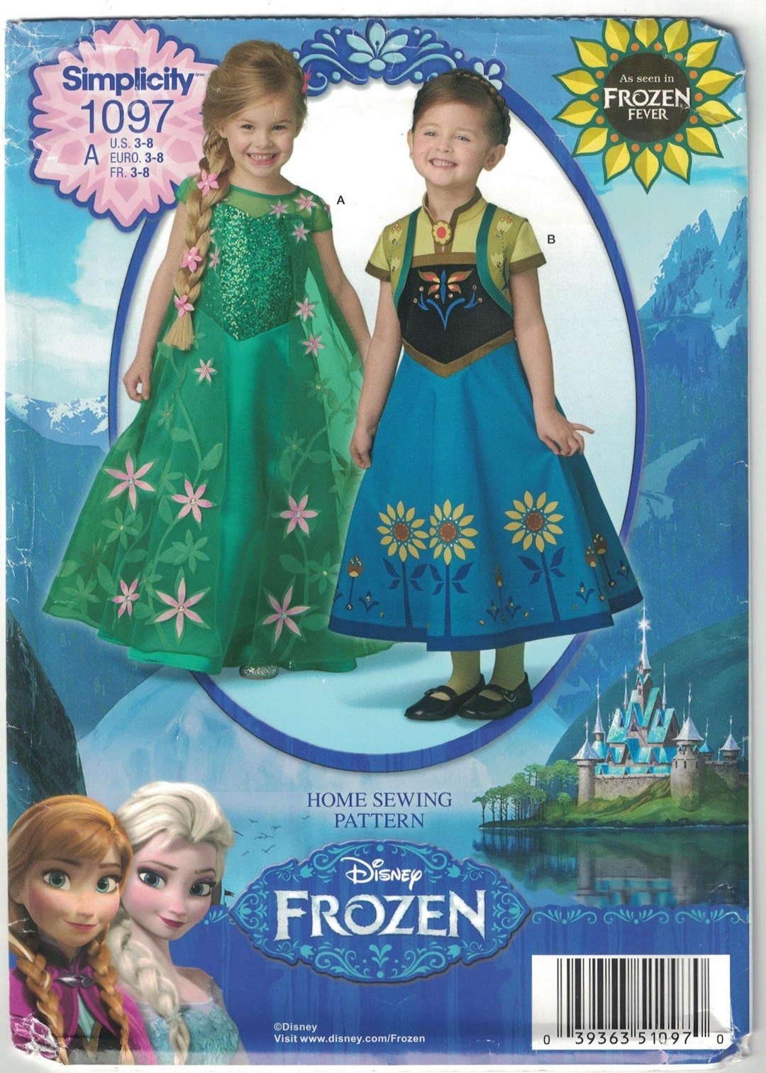 Child's Anna and Elsa Costumes Simplicity 1097 Uncut Sewing Pattern in ...