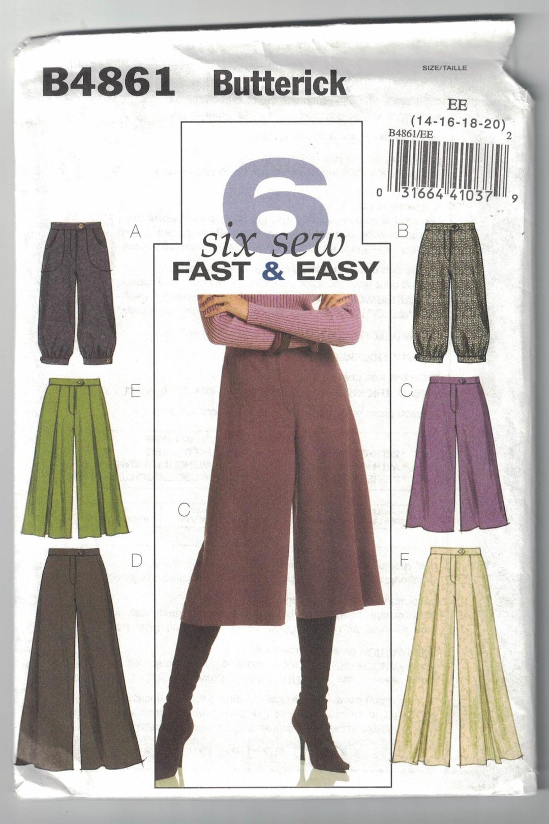 Misses Pants, Gaucho Pants, and Knickerbocker Pants; Butterick 4861 ...