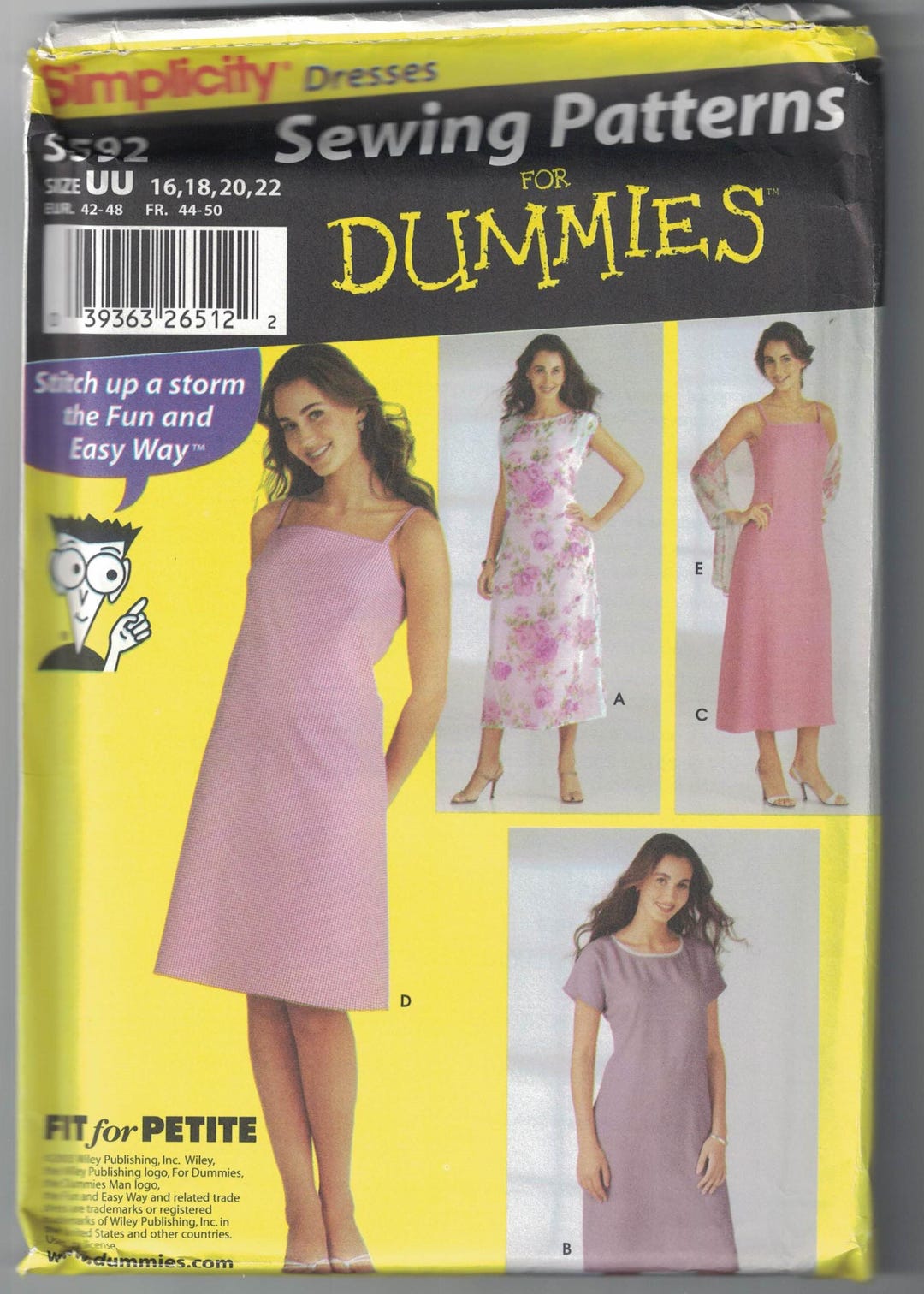 Sewing Patterns for Dummies Dresses and Shawl; Simplicity 5592; Uncut ...