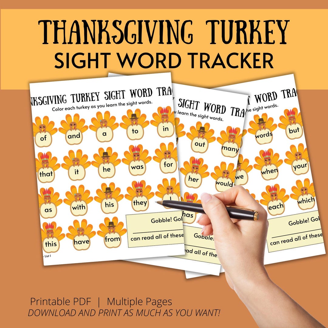 Fry Sight Word Tracker | Thanksgiving Turkeys | Reading is Fun ...