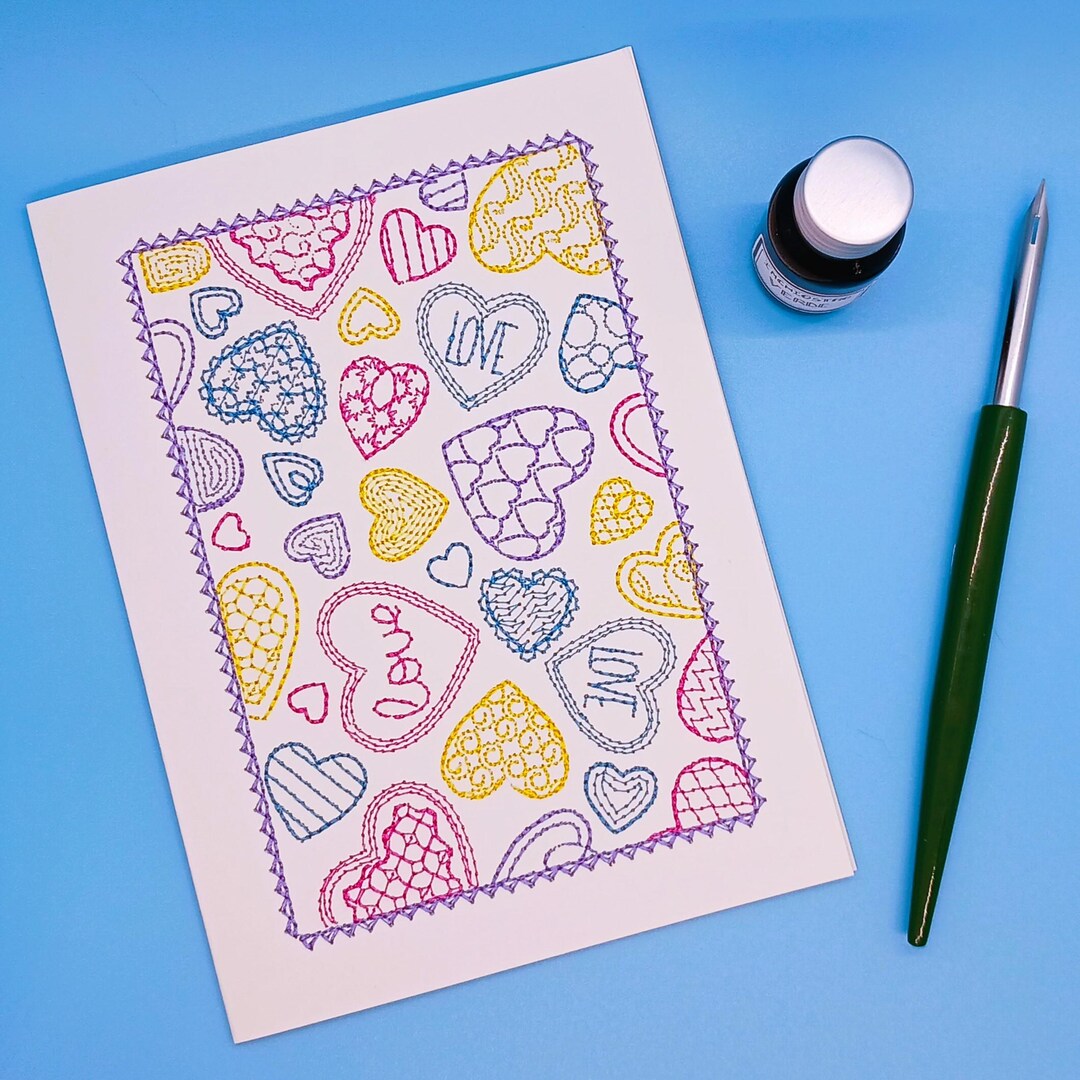 Embroidered Valentine Greeting Cards | Handmade Love Notes, Unique ...