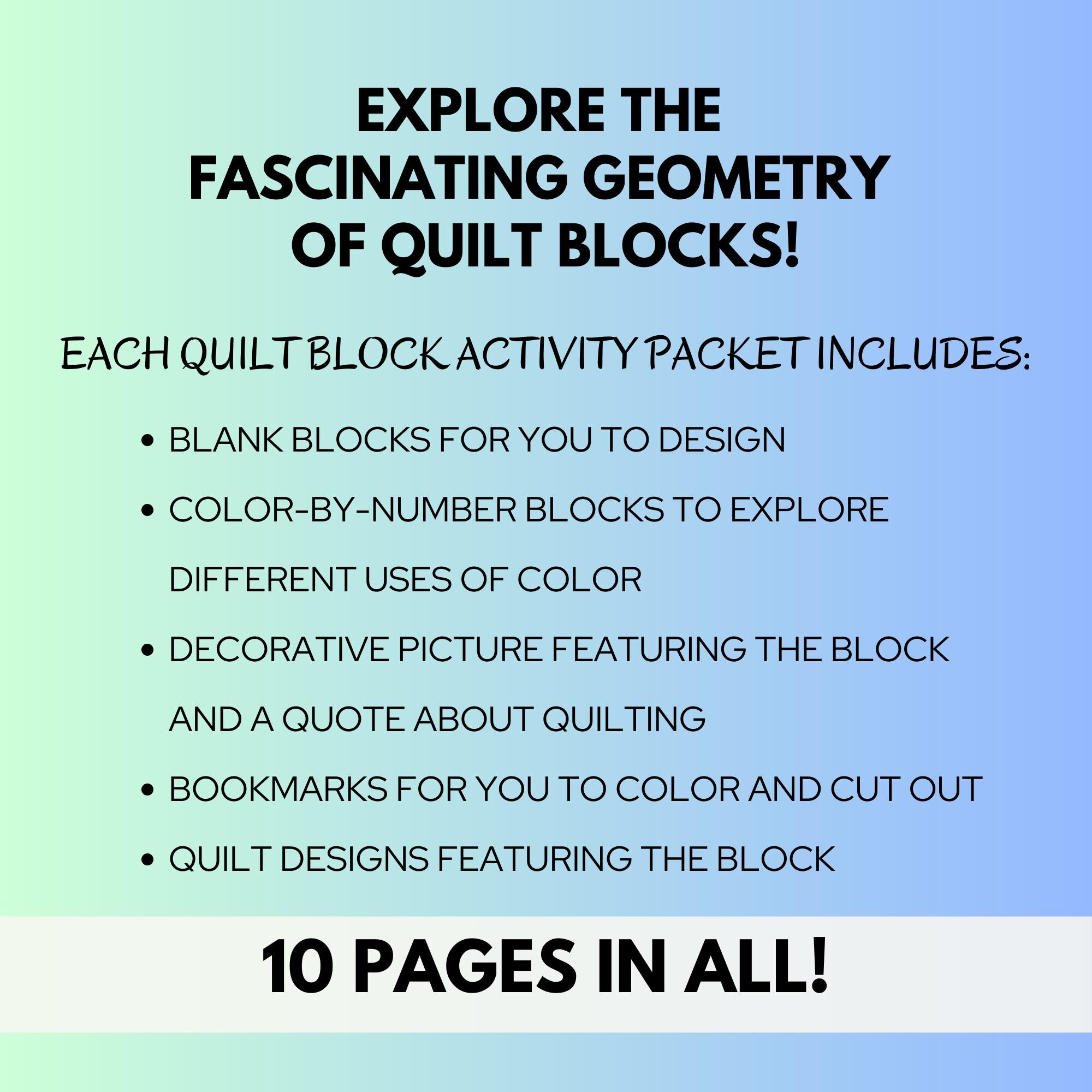 Log Cabin Quilt Block Coloring & Activity Pages; Color-by-number ...
